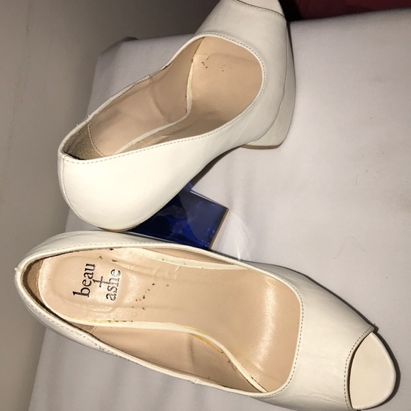Beau + Ashe | Shoes | Beau Ashe White Heels With Clear Blue Heel | Poshmark